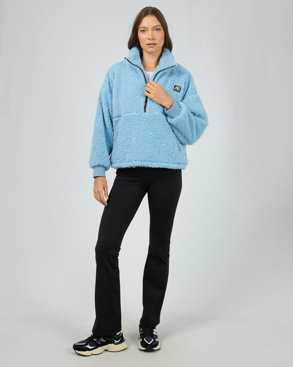 Amara Quarter Zip Teddy Vintage Blue - Edge Clothing