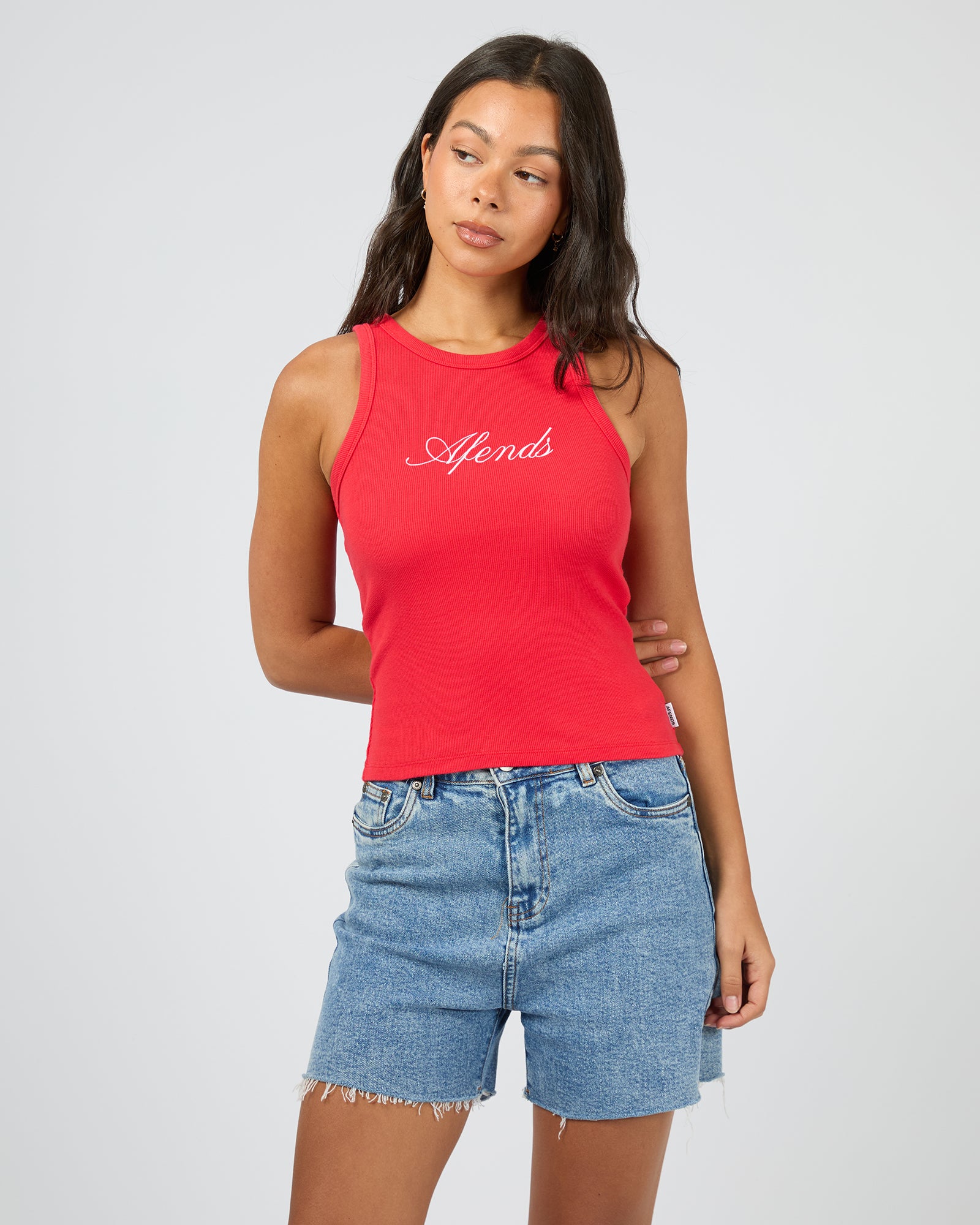 Notice Recycled Rib Singlet Tomato - Edge Clothing